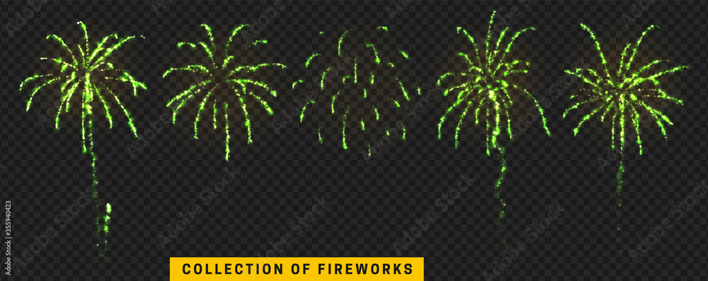 Set festive fireworks isolated on transparent background Stock Vector ...