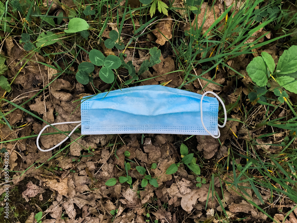 Coronavirus plastic waste environmental pollution. Disposable dirty ...