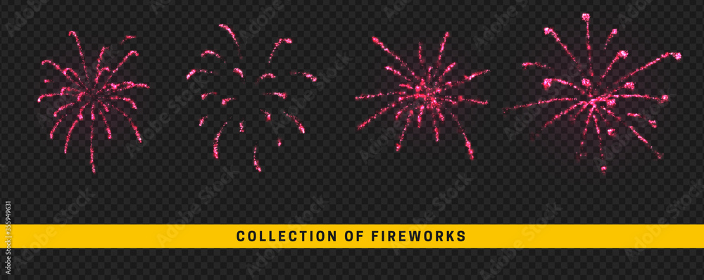 Set festive fireworks isolated on transparent background Stock Vector ...
