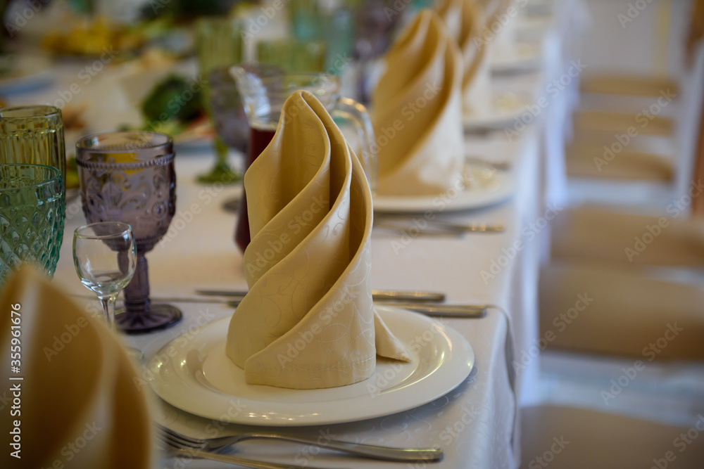 Serving and design of a festive dinner for a Banquet in a restaurant. A ...