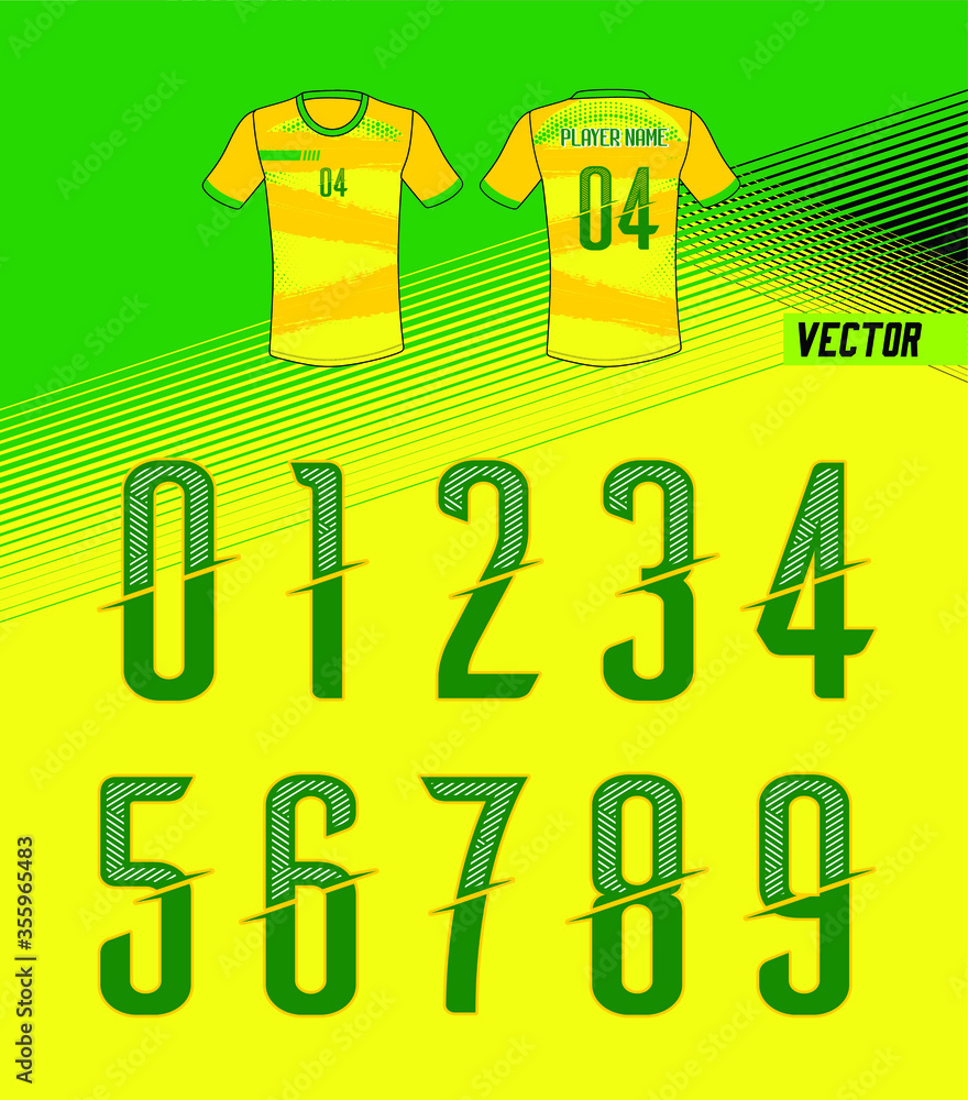 Sport Jersey shirt number/ Uniform numbers in white with a white ...