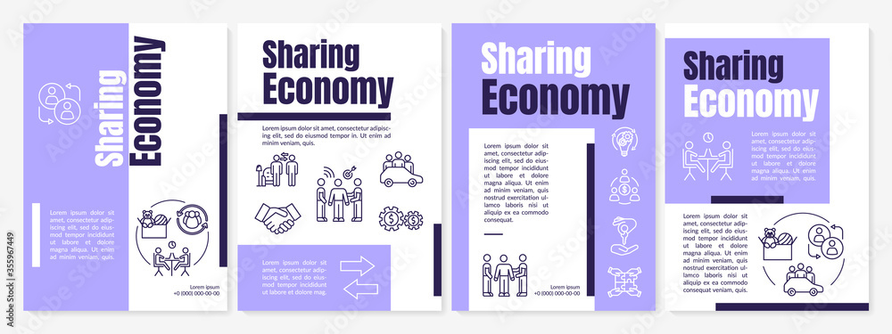 Sharing economy brochure template. Peer to peer services exchange flyer ...