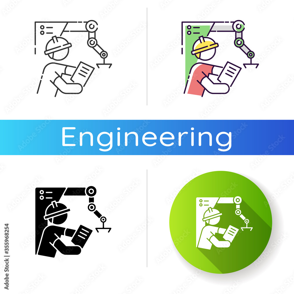 Project engineer icon. Professional worker for heavy production ...