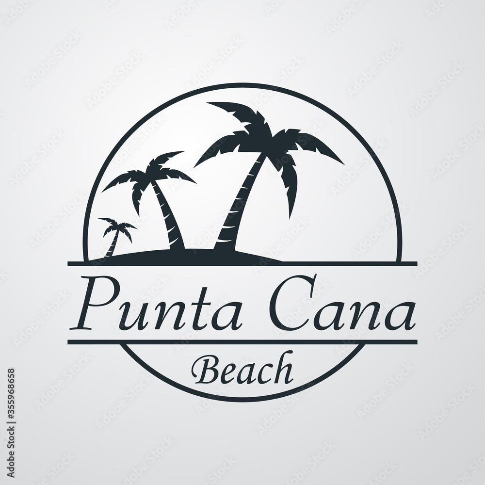 Vetor de Símbolo destino de vacaciones. Icono plano texto Punta Cana ...