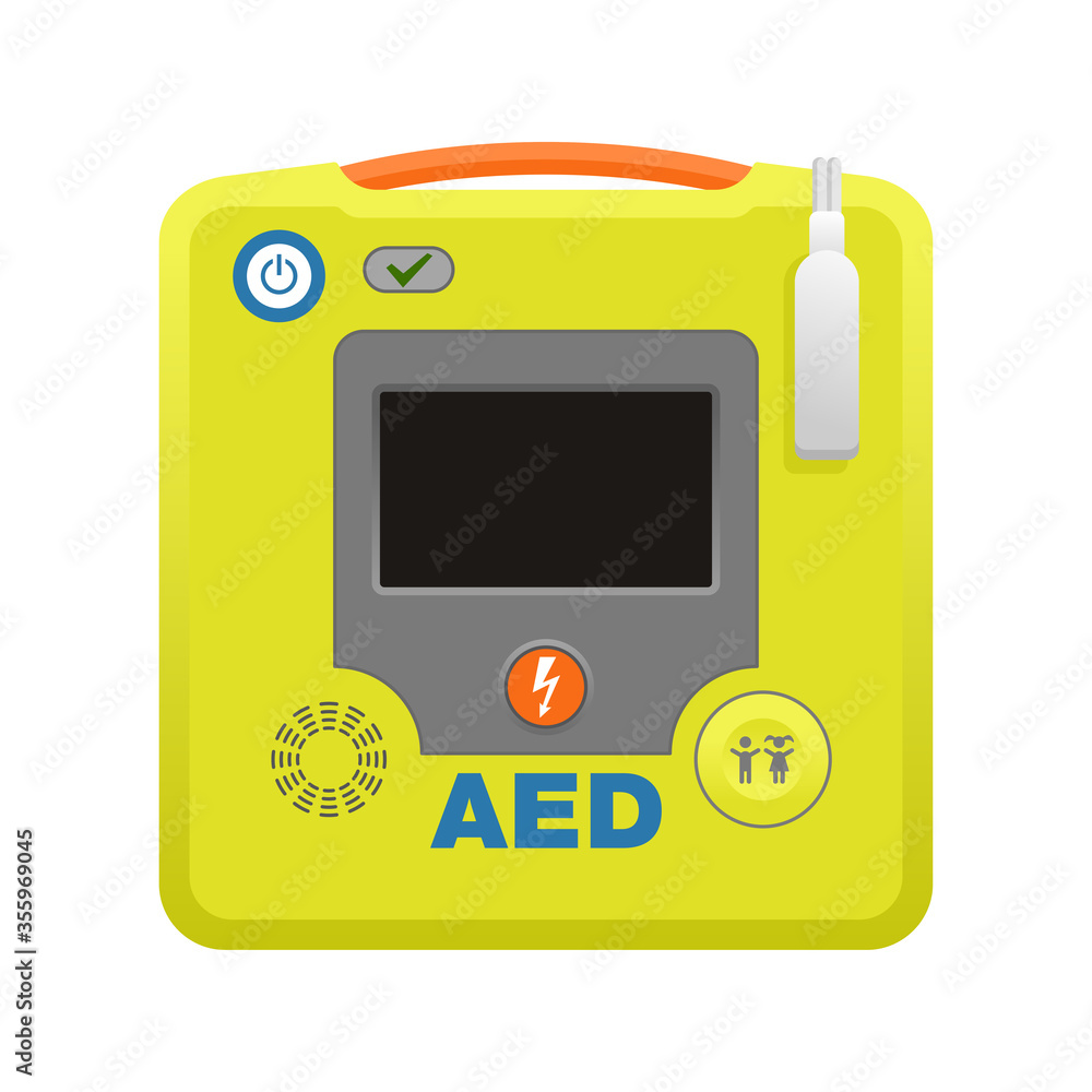 Automated external defibrillator AED icon - isolated vector medical ...