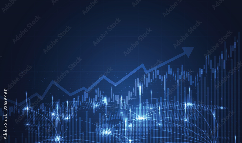 Financial stock market graph on stock market investment trading ...