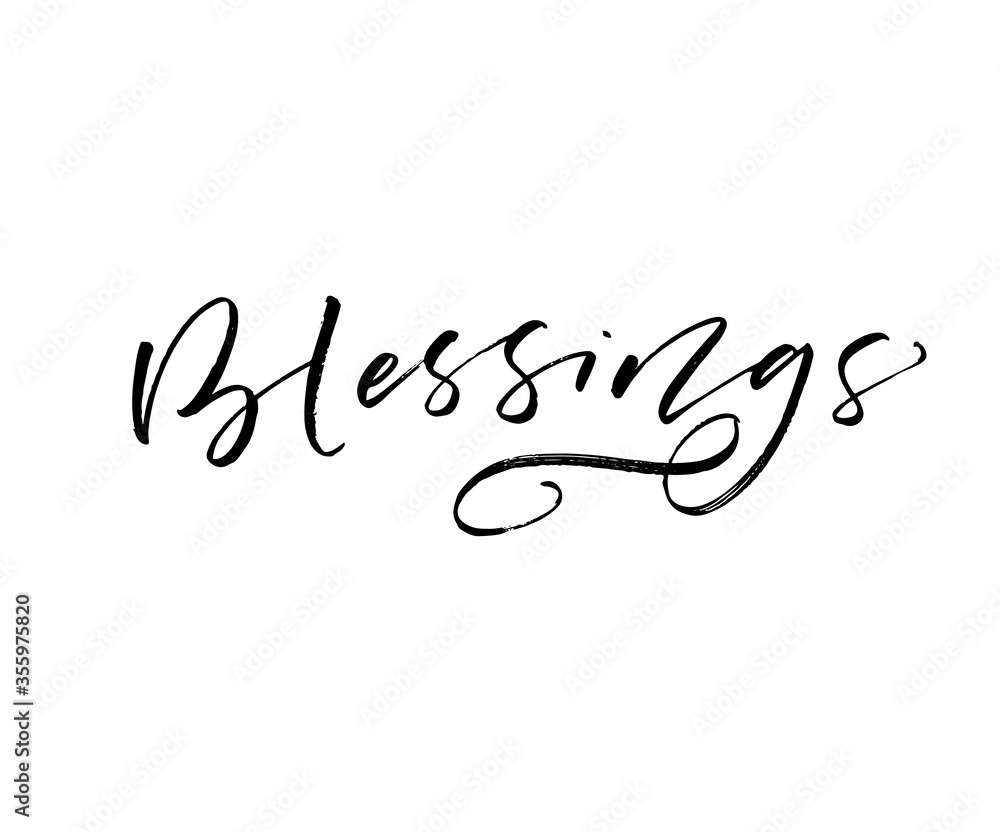 Blessings card. Modern vector brush calligraphy. Ink illustration with ...