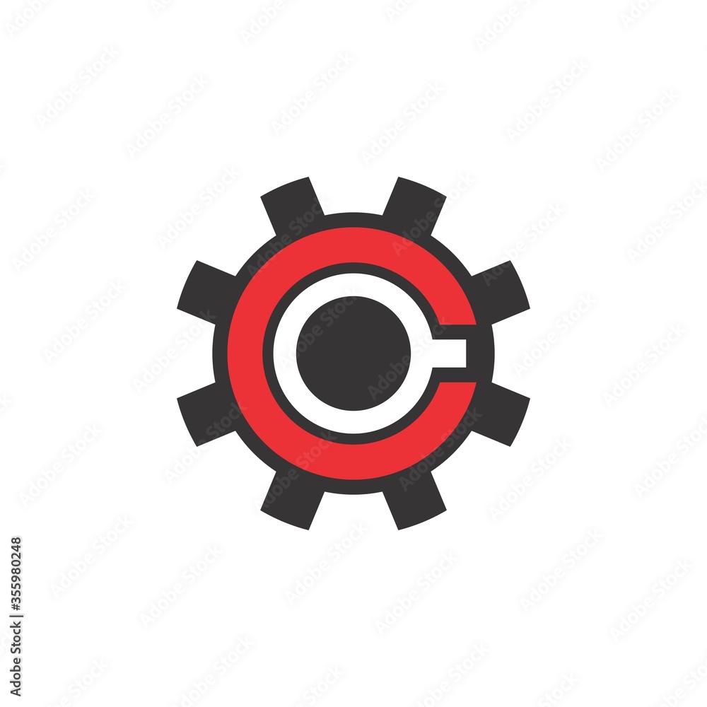 C letter with gear logo design vector Stock Vector | Adobe Stock