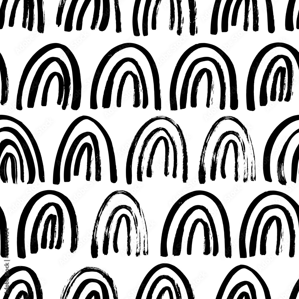 Half circle vector seamless pattern. Semicircle, rounded elements ...