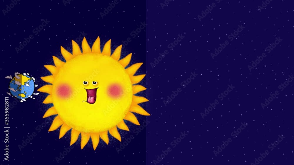 Earth sun and space with place for titles. A fragment of solar system ...