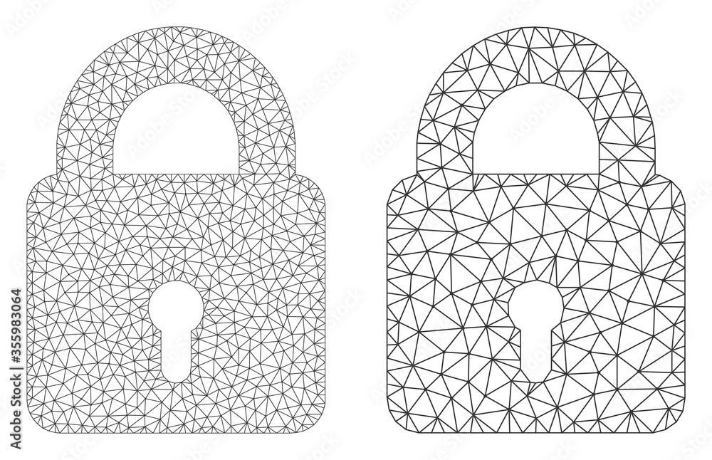 Mesh vector lock icon. Mesh wireframe lock image in lowpoly style with ...