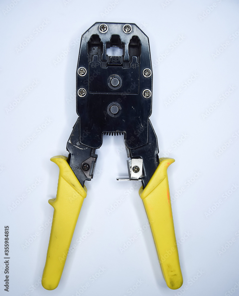 Yellow Adjustable wire stripper isolated on a white background ...