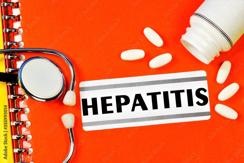Hepatitis-text inscription on a form in a medical folder. Inflammatory ...