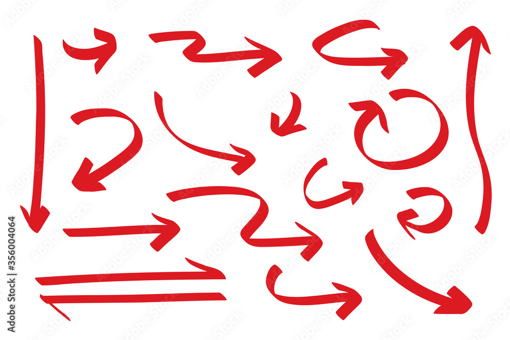 arrow vector hand draw doodle vector illustration. red arrows direction ...
