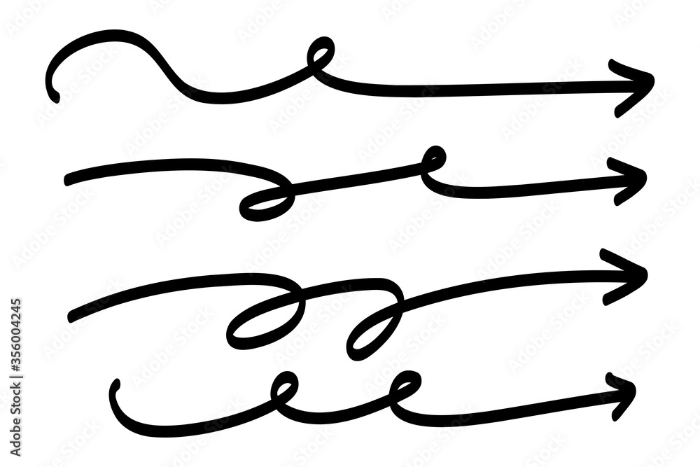 arrow vector hand draw doodle vector illustration. long line arrows ...