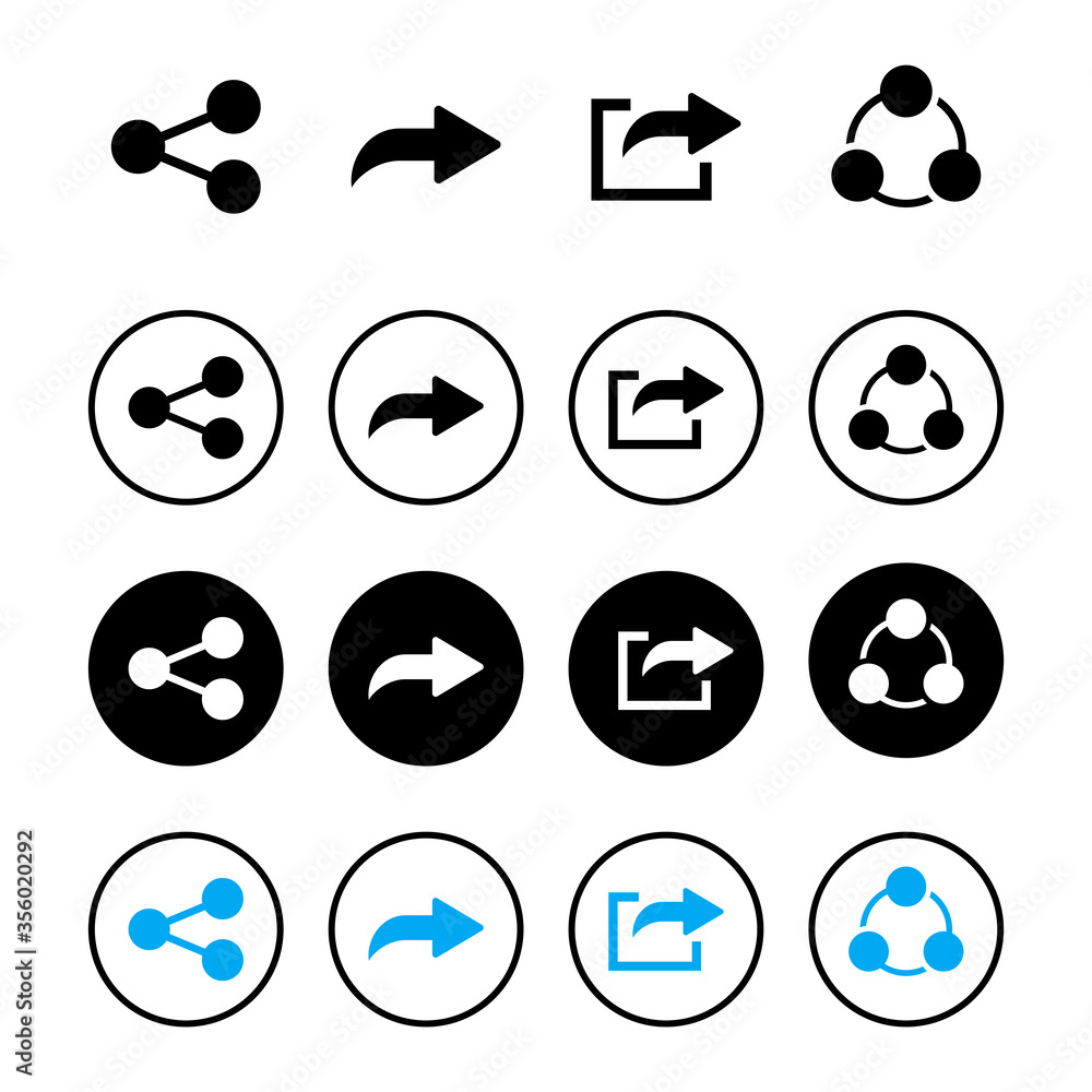 Share icon set isolated on white background. Share vector icon Stock ...