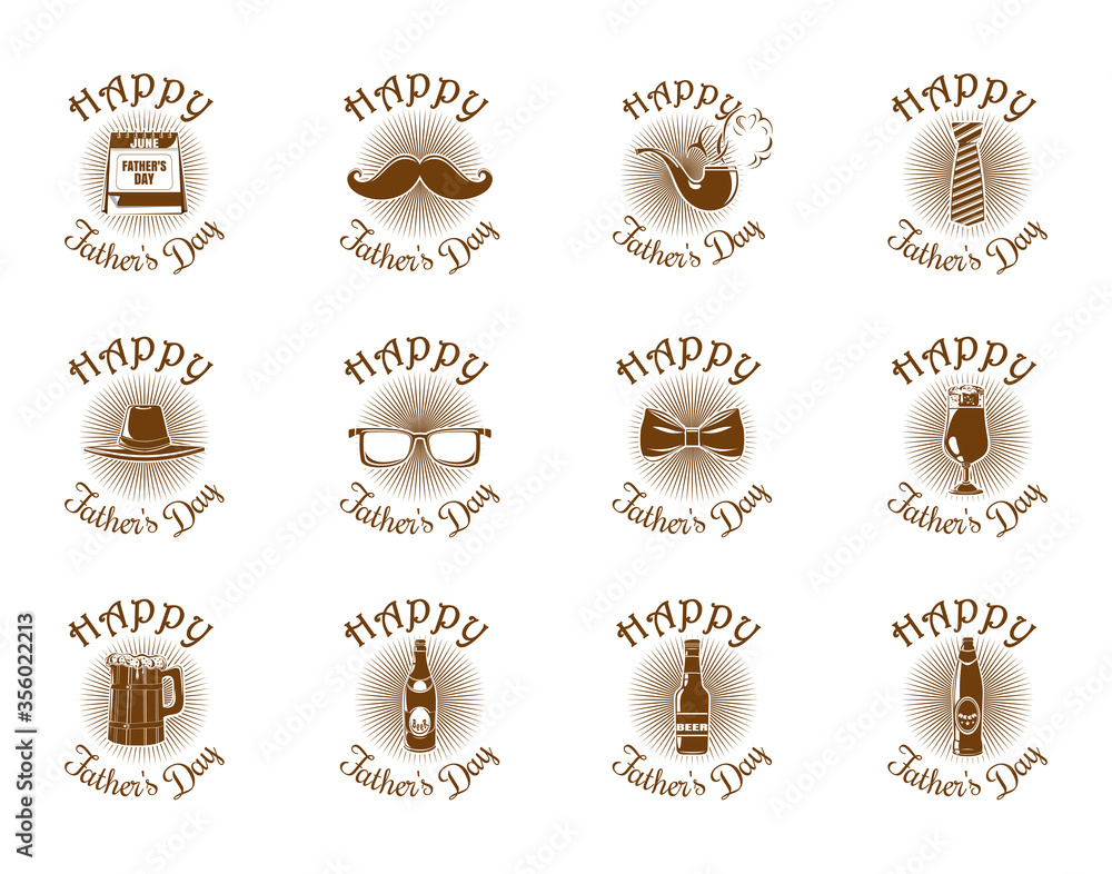 Large collection of icons for Fathers Day. Happy Fathers Day. Set of ...