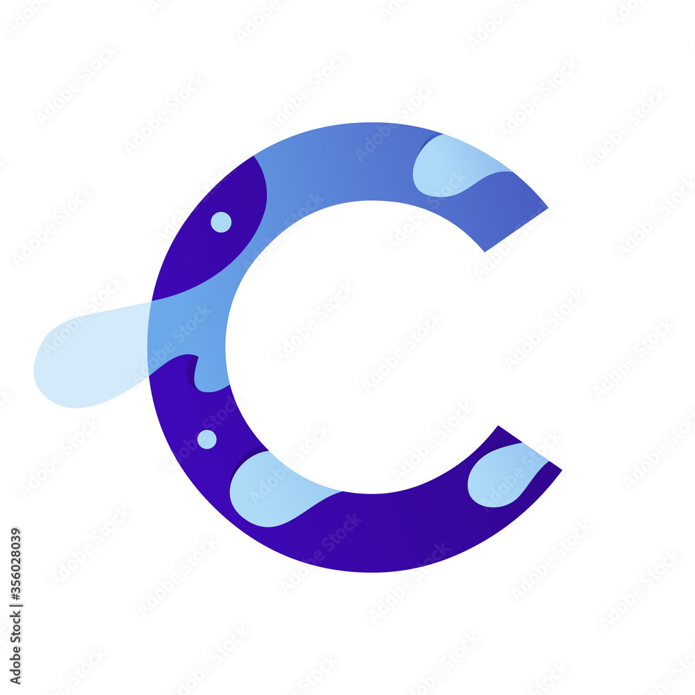 C Letter water splash vector template. This design use liquid symbol ...