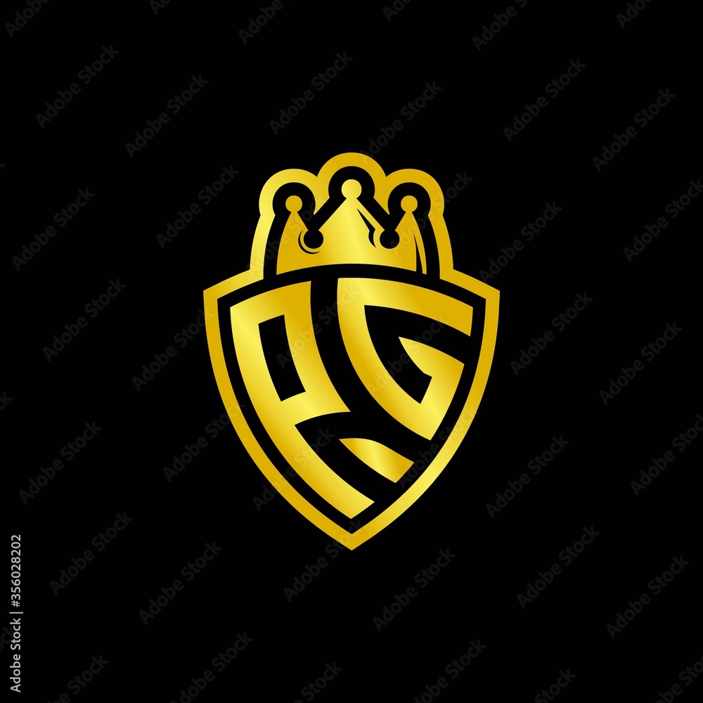 PG monogram logo with shield and crown style design template Stock ...