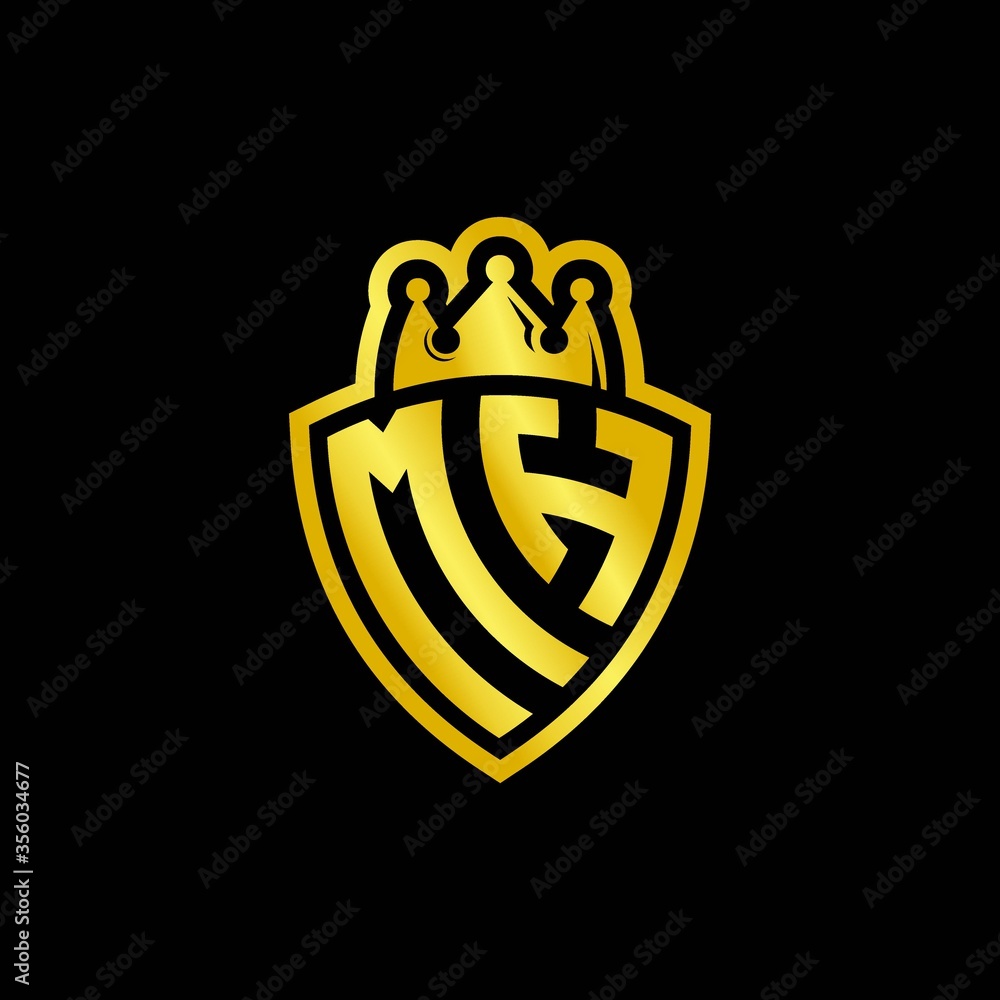 MH monogram logo with shield and crown style design template Stock ...