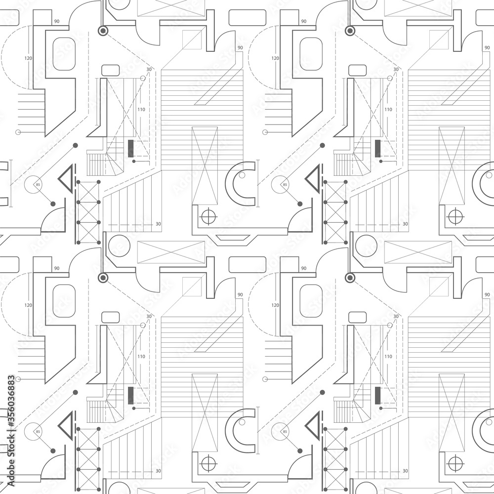 Architecture design draft. Interior blueprint scheme sketch ...