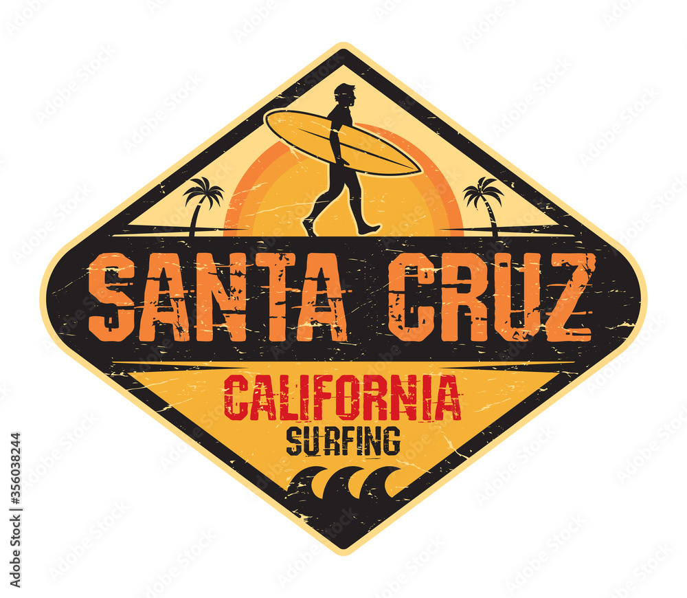 Santa Cruz, California - surfer design Stock Vector | Adobe Stock