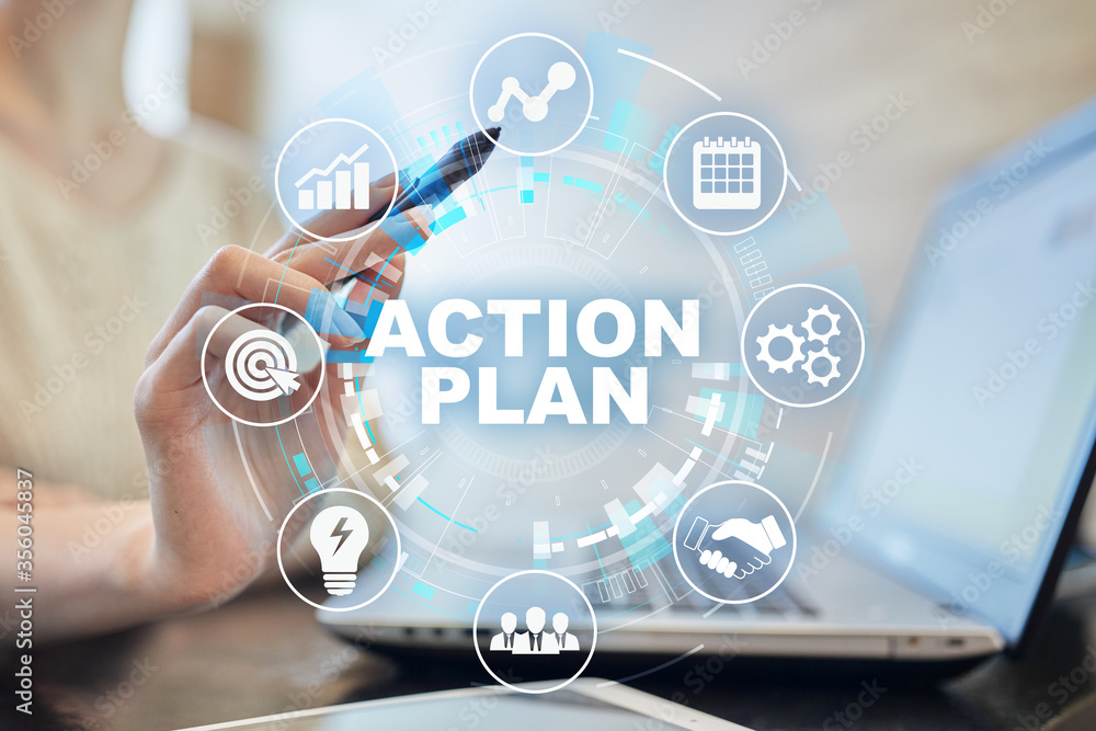 Action plan, business strategy, time management concept on virtual ...