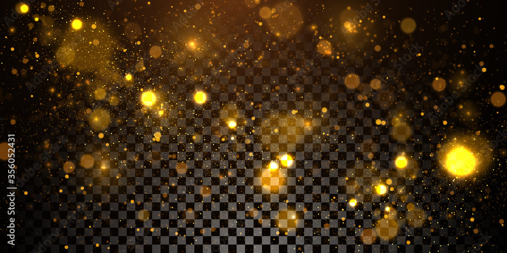 Golden particles isolated on transparent background Stock Vector ...