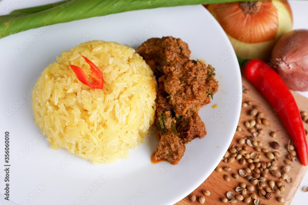 Decorative traditional Malaysia and Indonesia food Yellow Glutinous ...