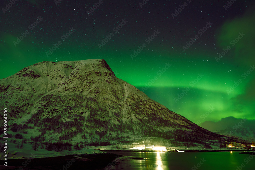 Northern Lights over Hammerstad Camping near Svolvaer in the Lofoten ...