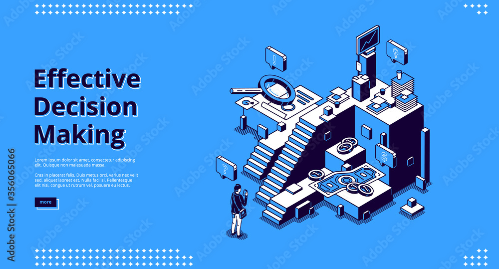 Effective decision making banner. Concept of choose right way in ...