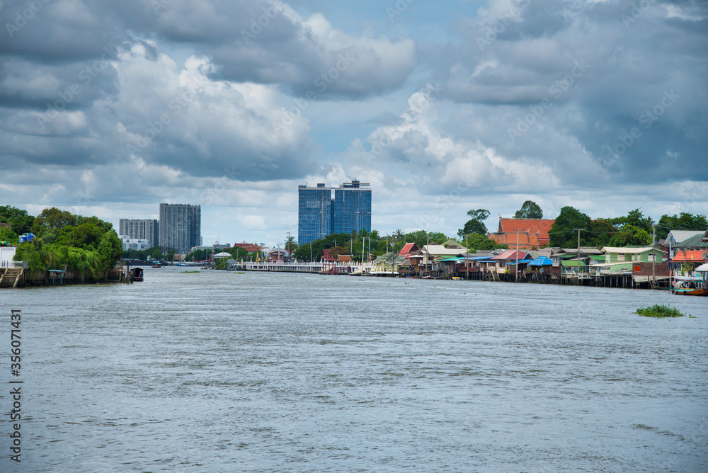 Riverside Chao Phraya River. Housing and tourist attractions Riverside ...