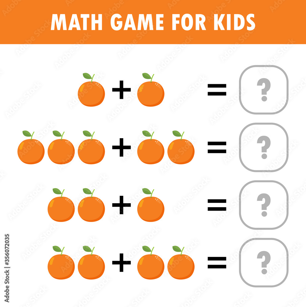 Mathematics educational game for children. Learning counting, addition ...