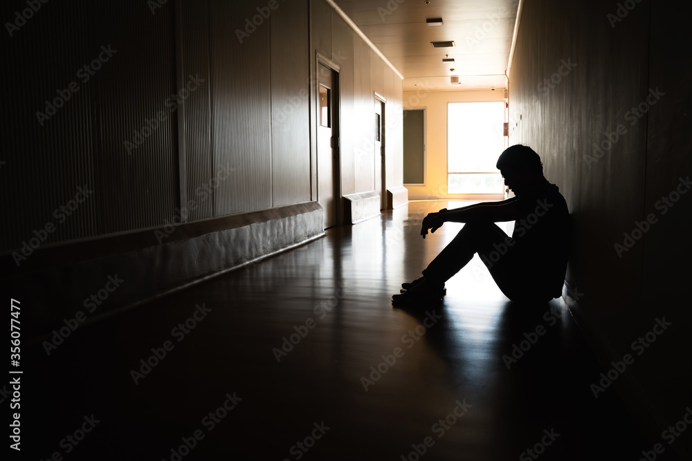 Sad Person Sitting Silhouette