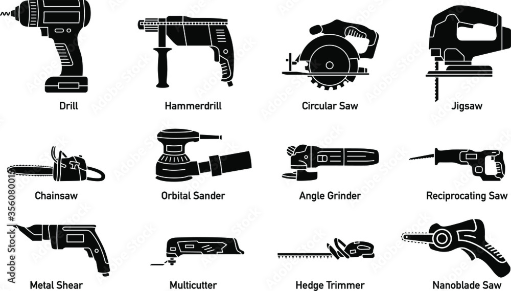 Set of Power Tools Icons Stock-Vektorgrafik | Adobe Stock