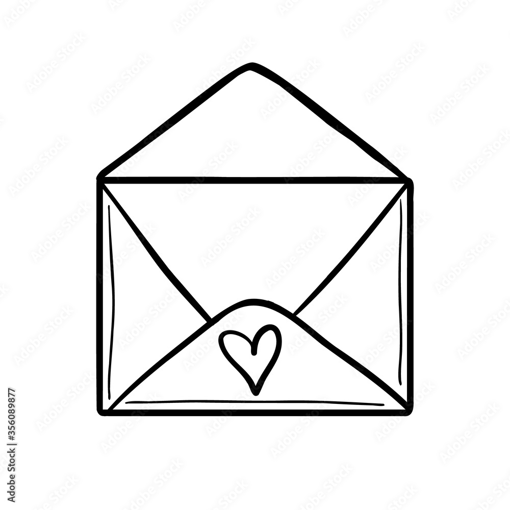 Cute open envelope with a heart. A letter, an envelope with love. For ...