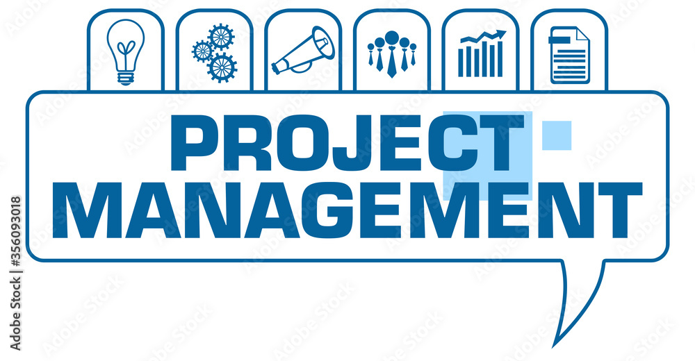 Project Management Blue White Comment With Symbols On Top ilustración ...