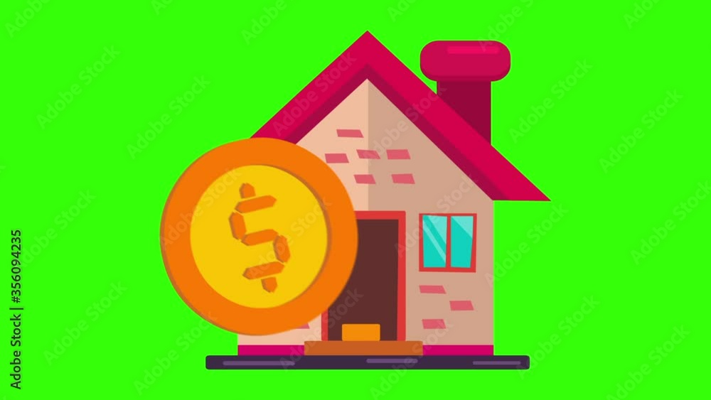real estate business concept symbol animation on the green screen ...