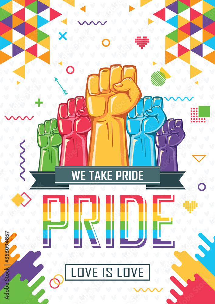 LGBT A4 sized poster for Pride month. Abstract retro design with LGBTQ ...