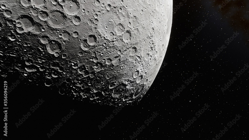 ภาพประกอบสต็อก realistic moon in space, realistic moon surface, moon ...