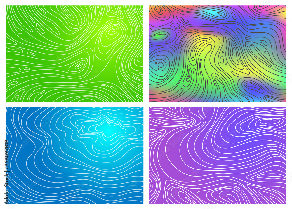 Set of Colored natural elegant templates. A vague abstract with doodles ...