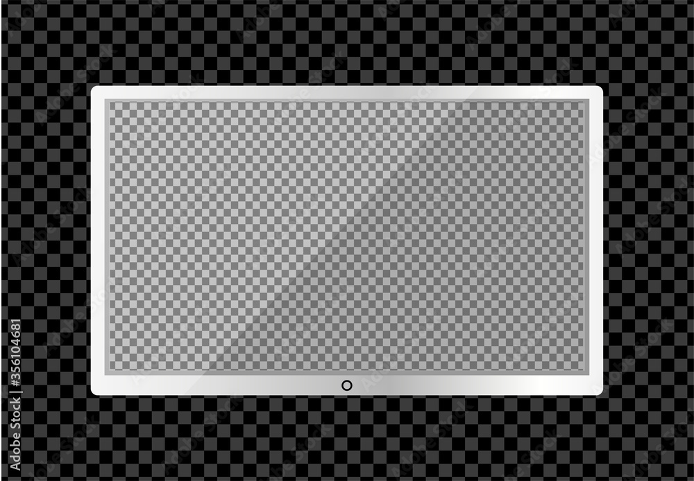 Realistic TV screen. Modern stylish lcd panel, led type. Large computer ...