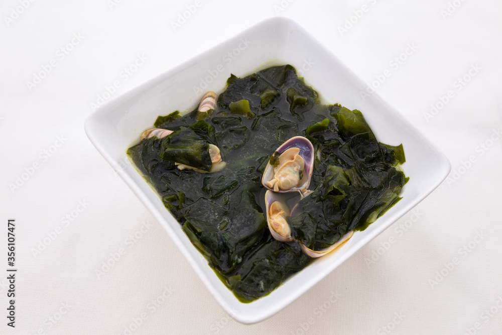 Fresh Seaweed Soup with clam with shell, Miyeok-guk Stock Photo | Adobe ...