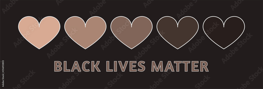 Black Lives Matter. Symbol of love. Equality of races and skin colors ...