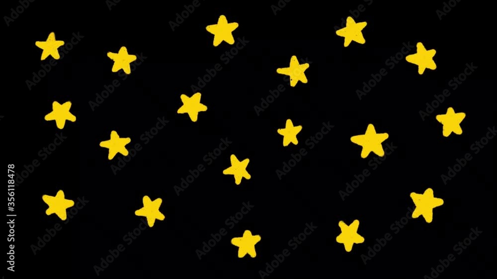 hand-drawn yellow stars 2d looping animation black background 4k Stock ...