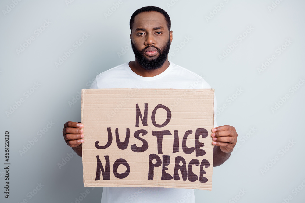 Black lives matter concept. Photo of serious disappointed dark skin ...
