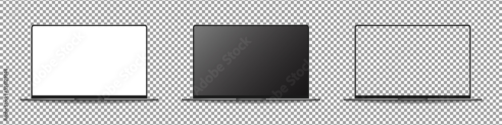Modern laptop computer mockup set. Laptop with blank screen. Mockup ...