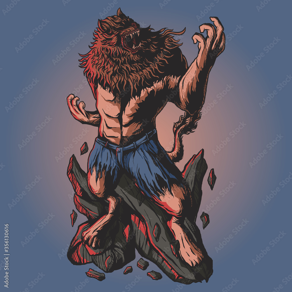 artwork vector illustration of a lion man, suitable for t-shirt, poster ...