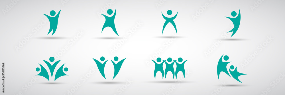 Abstract People Logo Set. Human Figure Isolated On White Background ...