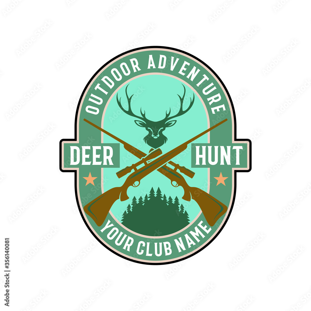 Deer Logo, Deer Stag Buck Reindeer Elk Antler Wall and Shield for ...